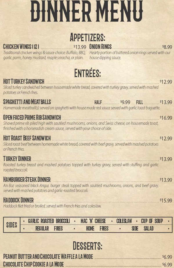 New Hope Mills Menu, Auburn, NY