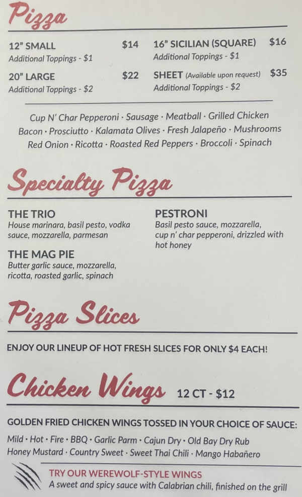 Adelina's Pizzeria Menu, Canandaigua, NY