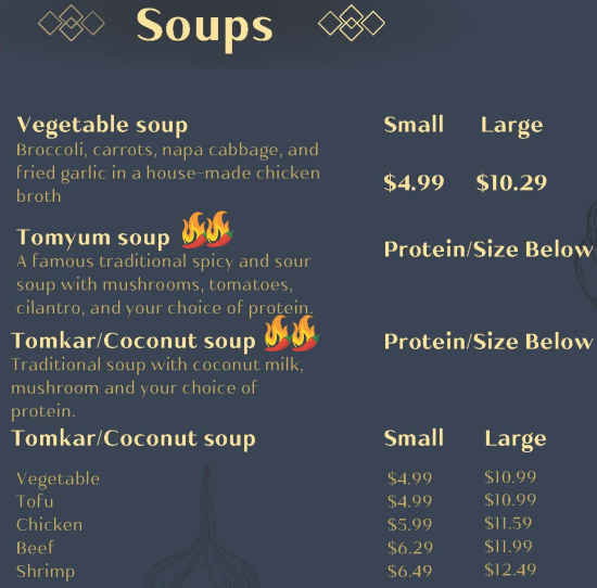 Thai Smile Menu, Canton, NY