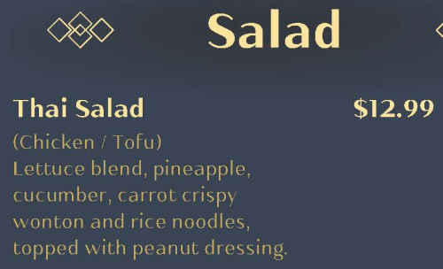 Thai Smile Menu, Canton, NY