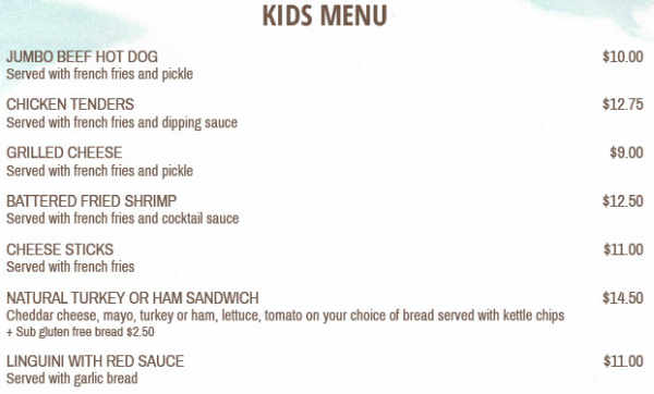 Lake Front Restaurant Menu, Cooperstown, NY
