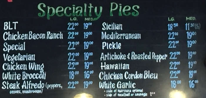 Aniello's Pizzeria Menu, Corning, NY