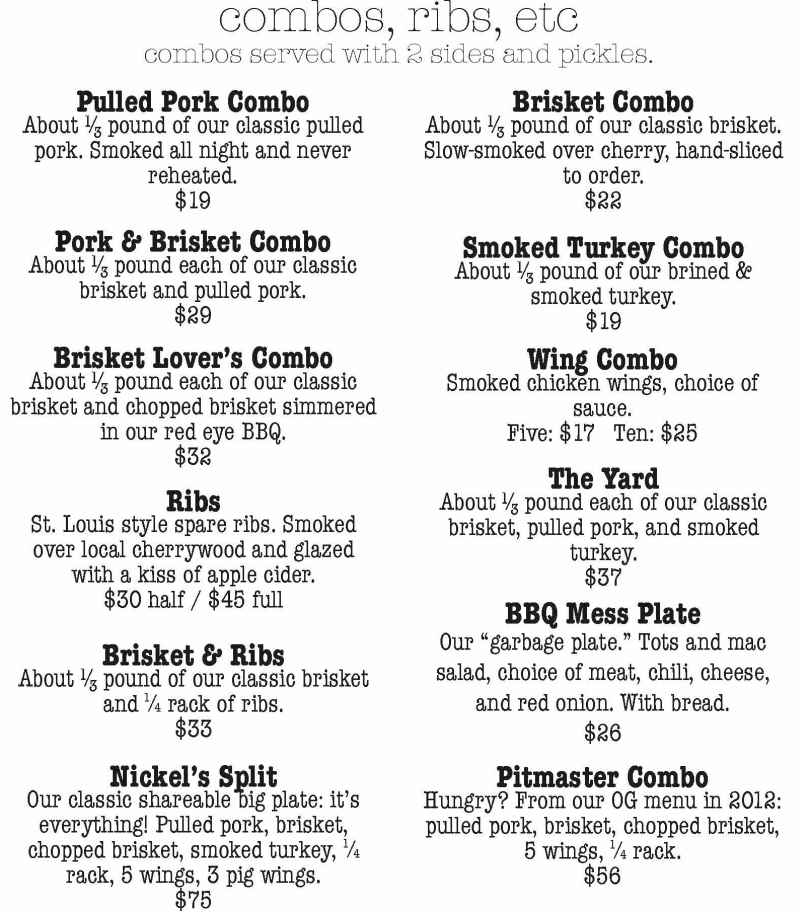 Nickel's Pit BBQ Menu, Corning, NY
