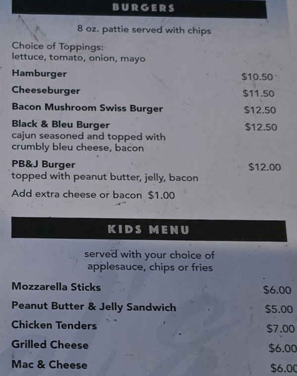 Del's Bar & Grill Menu, Painted Post, NY