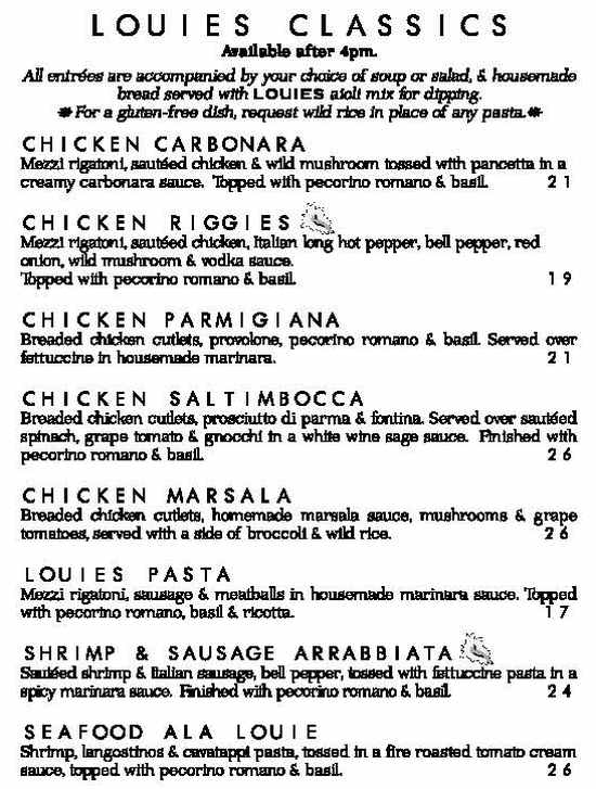 Louies Hanover Square Menu, Horseheads, NY