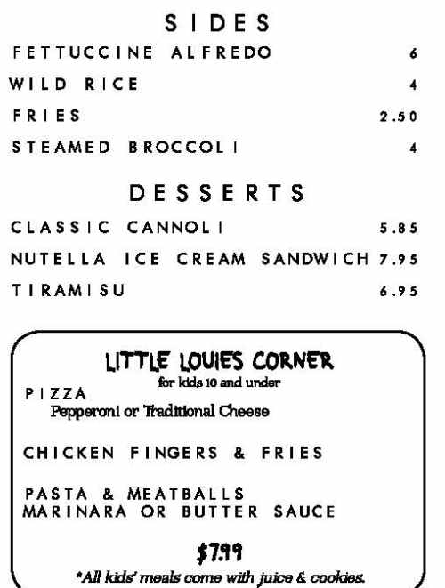 Louies Hanover Square Menu, Horseheads, NY
