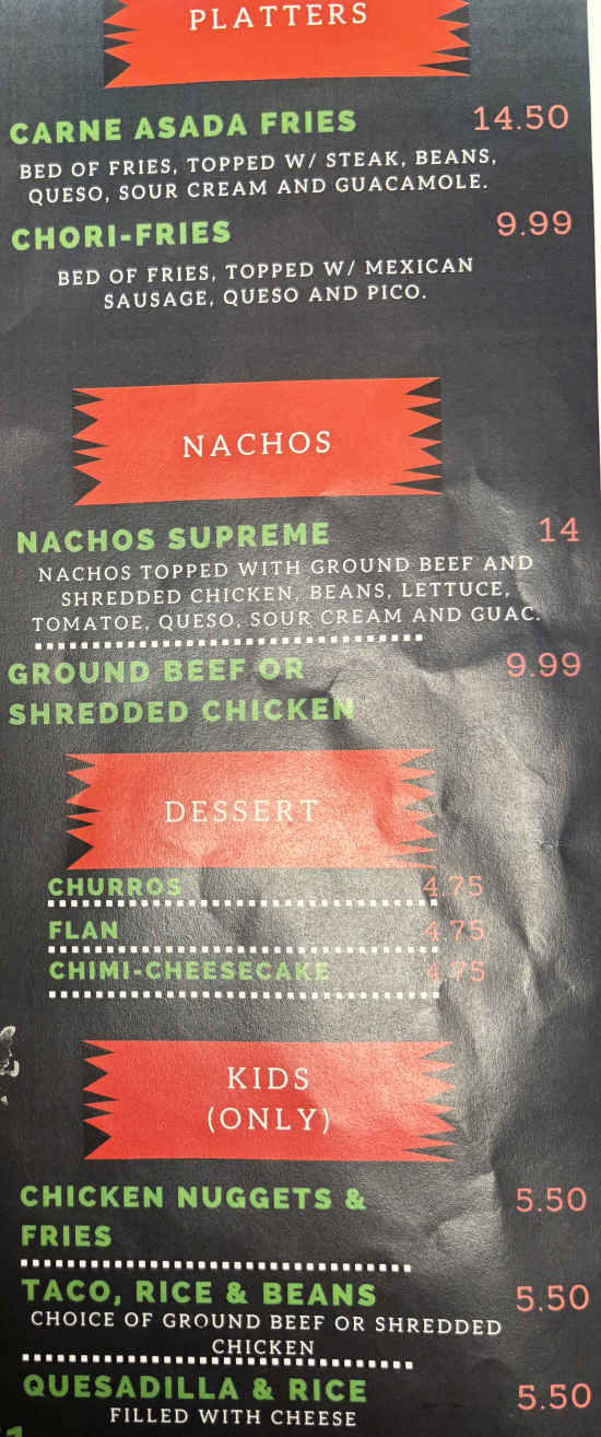Chiltepin Mexican Grill Menu, Elmira, NY