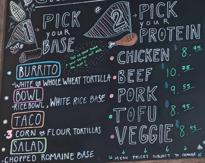 Char Burrito Bar Menu, Geneva, NY