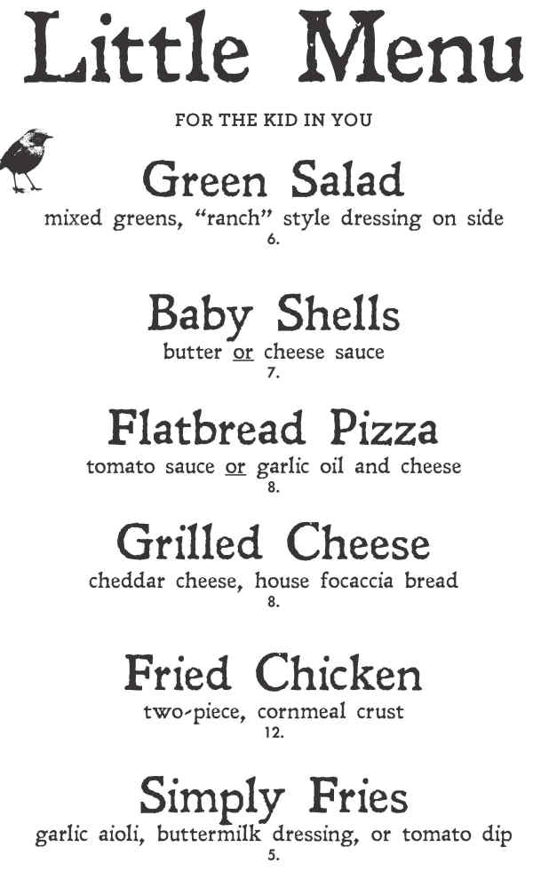 Kindred Fare Menu, Geneva, NY
