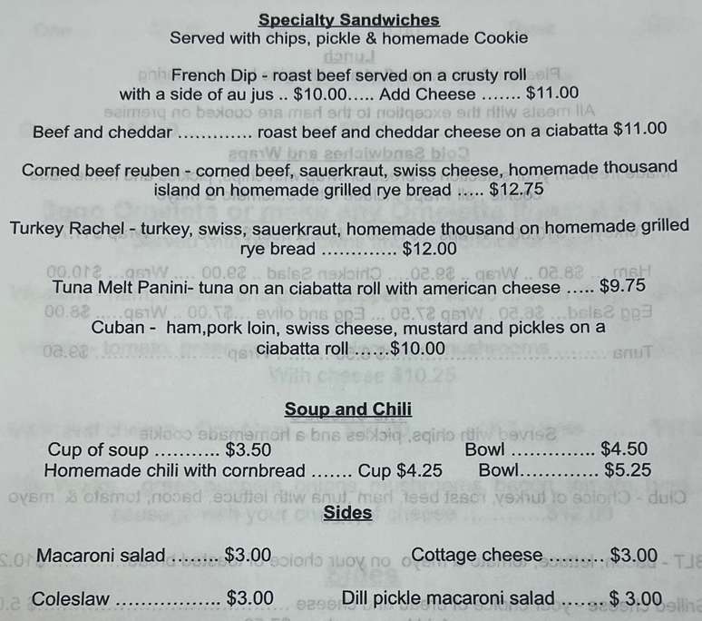 Fourth Coast Cafe Menu, Massena, NY