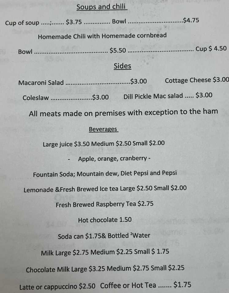 Fourth Coast Cafe Menu, Massena, NY