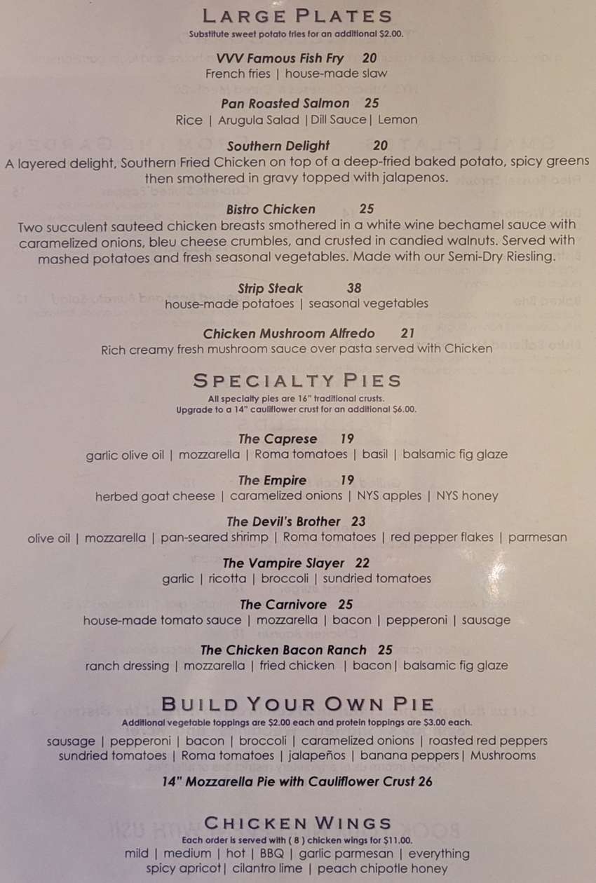 The Bistro Villa Verona Menu, Oneida, NY