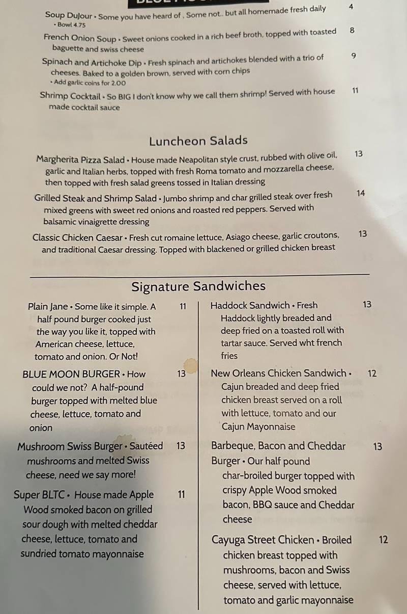 Cayuga St Steakhouse Menu, Fulton, NY