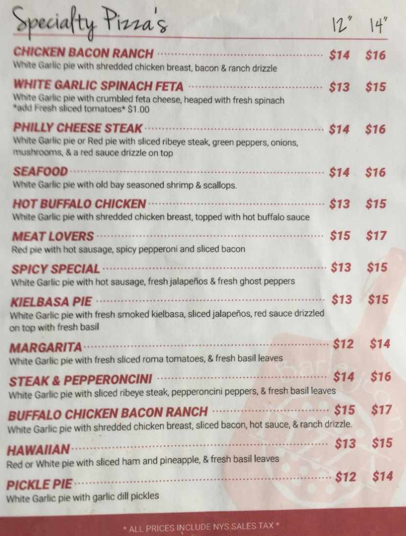 The John Barleycorn Tavern Menu, Owego, NY