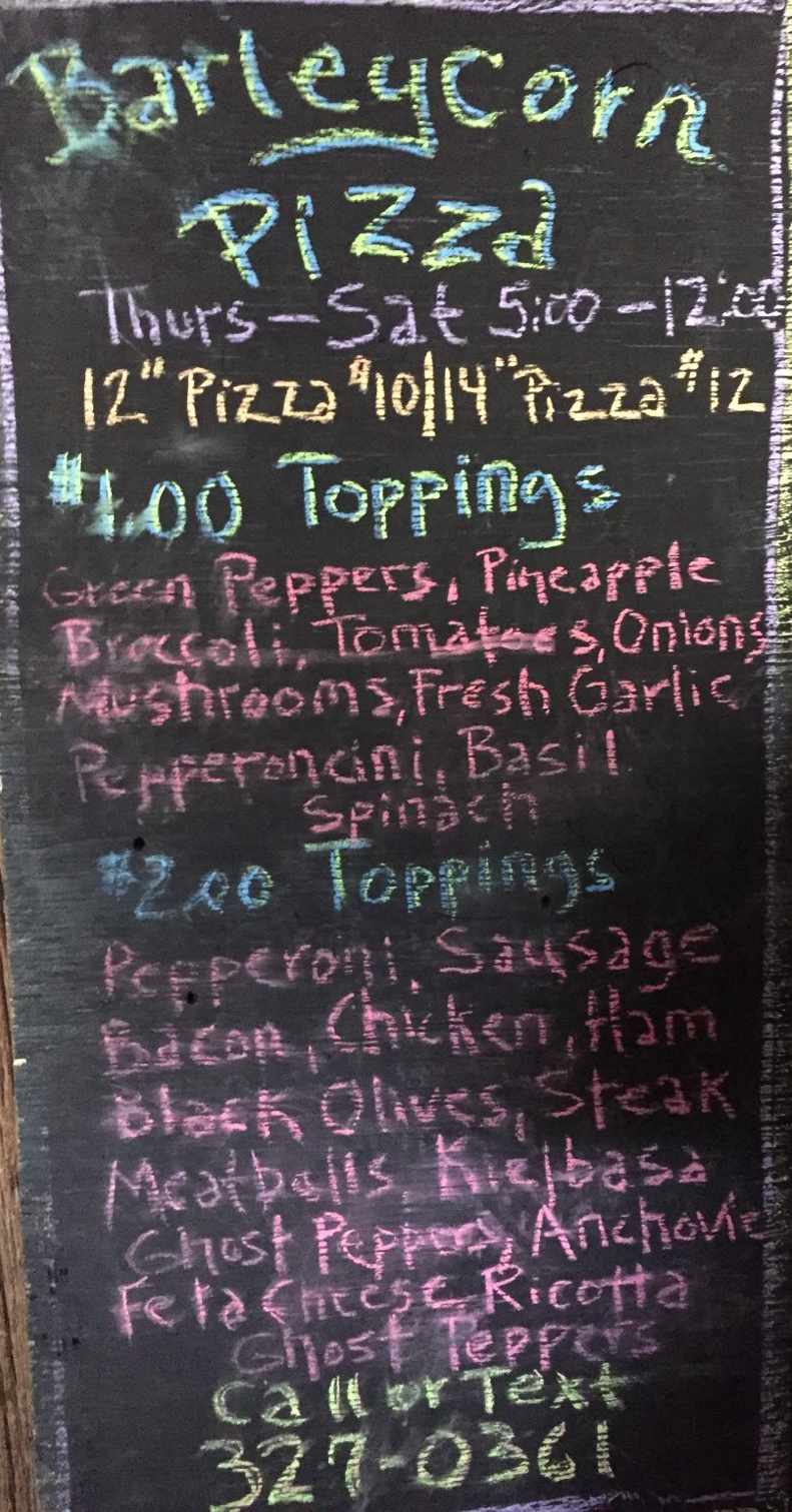 The John Barleycorn Tavern Menu, Owego, NY