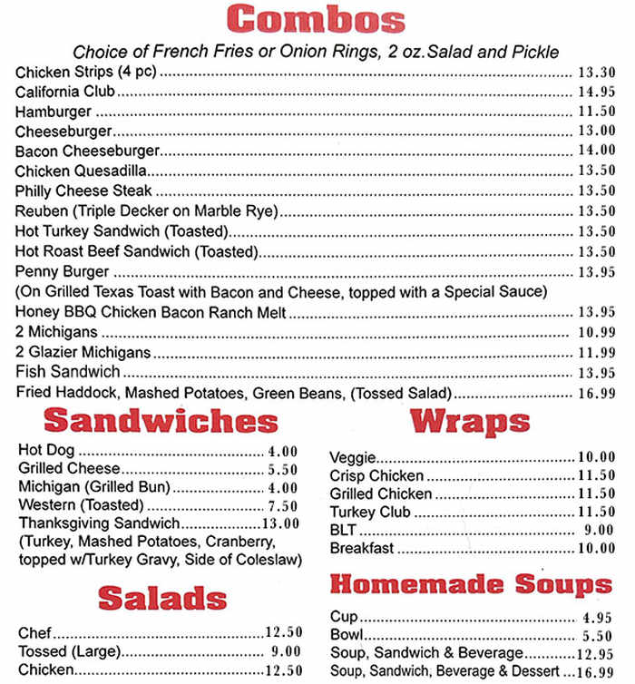 Penny's Homestyle Cooking Menu, Plattsburgh, NY
