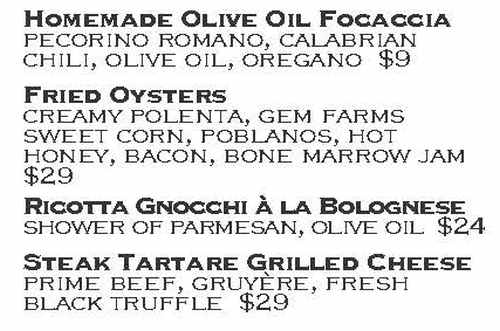 15 Church Menu, Saratoga Springs, NY