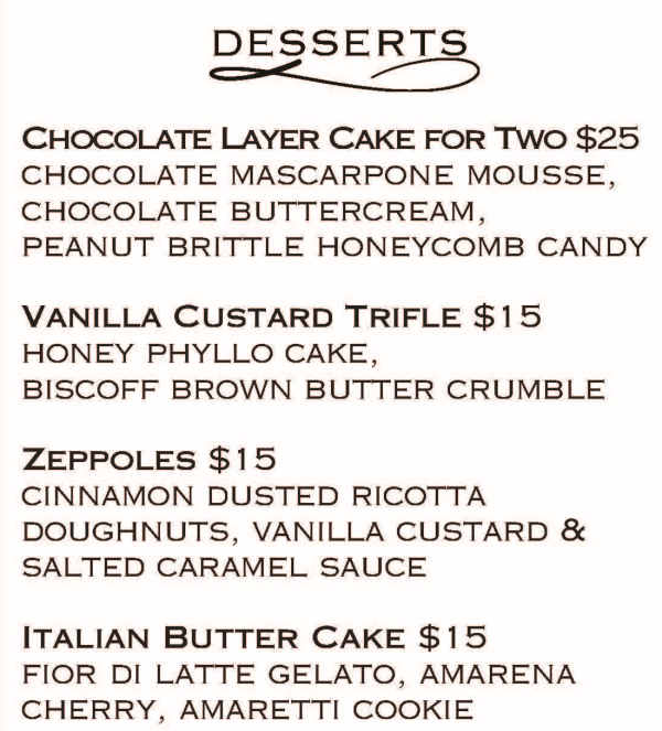 15 Church Menu, Saratoga Springs, NY