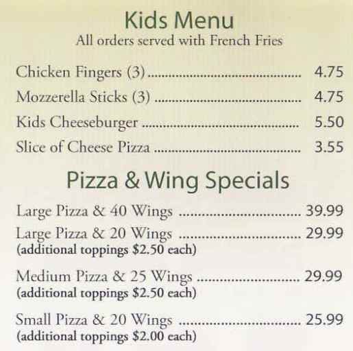 Palermo Pizzeria Menu, Utica, NY