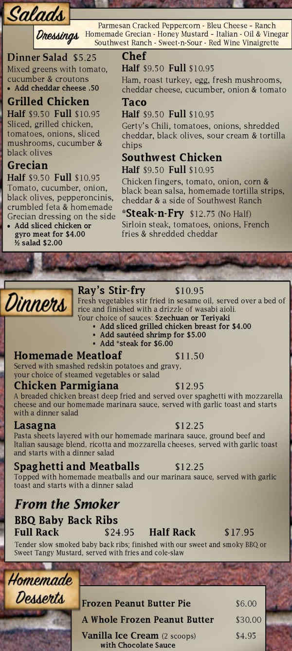 Rays Place Menu, Kent, OH