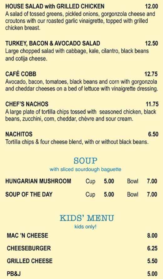 Osprey Cafe Menu, Seaside, OR
