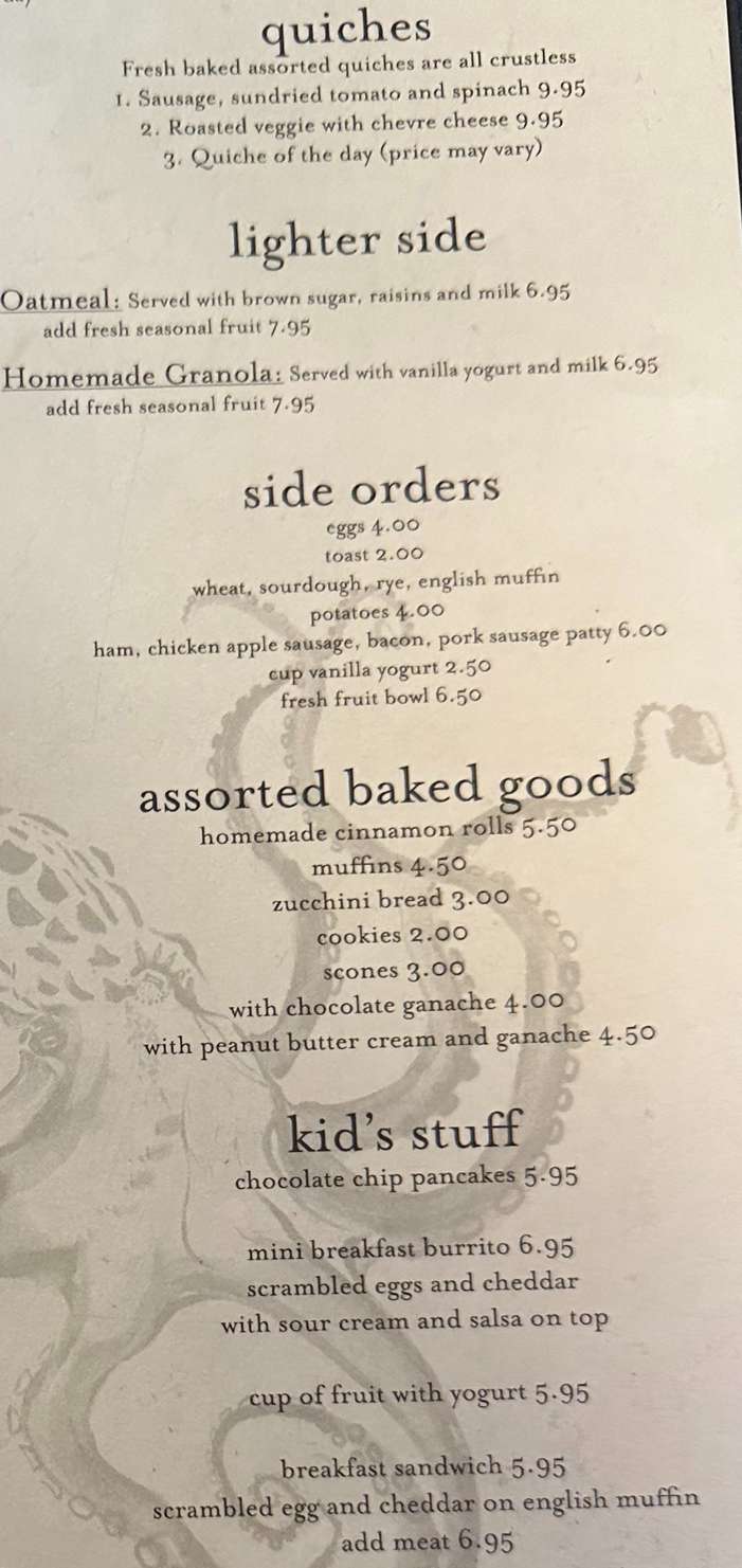 Cafe Stephanie Menu, Newport, OR