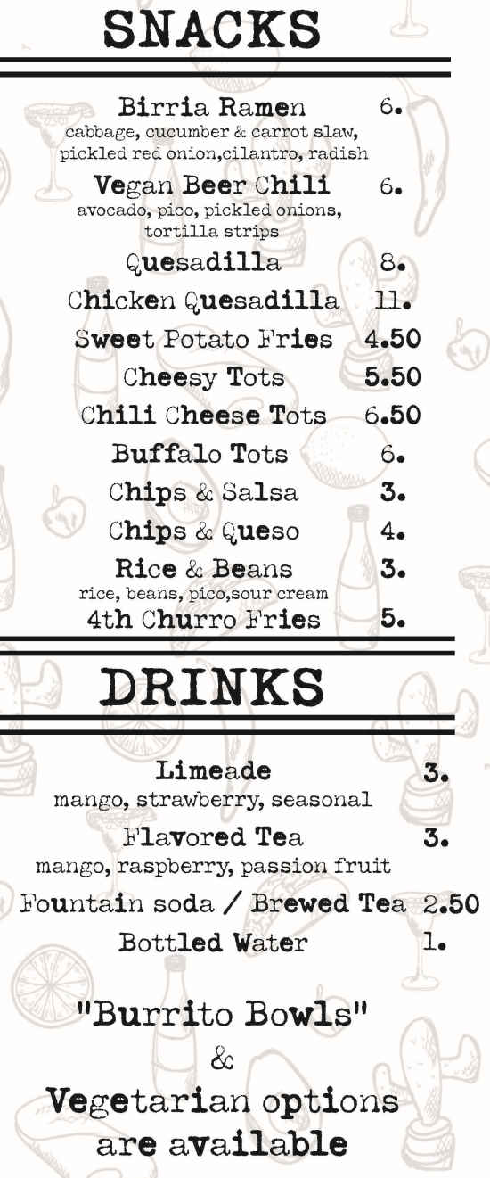 Fourth Taco Menu, Bloomsburg, PA