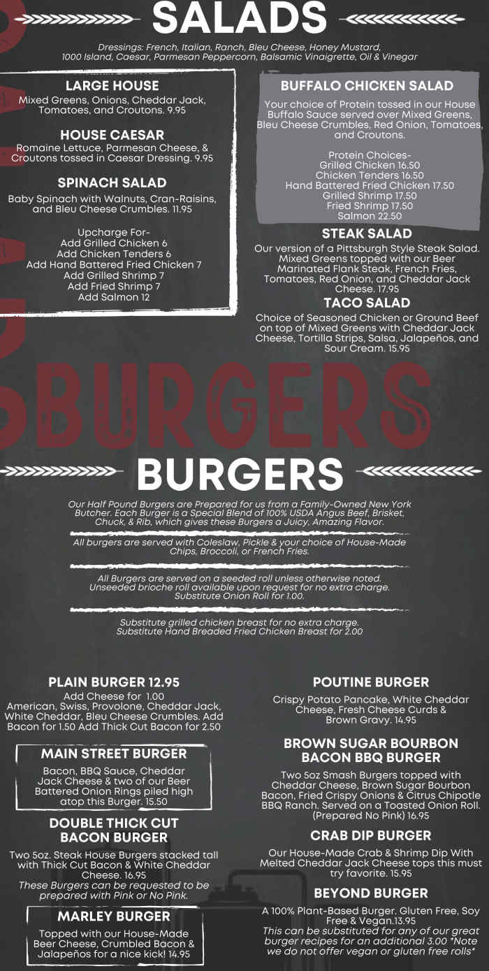 Marley's Brewery & Grille Menu, Bloomsburg, PA