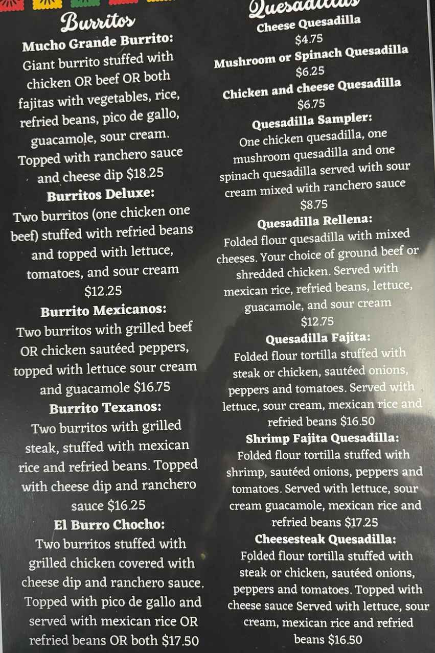 Playa Cancun Menu, Bloomsburg, PA