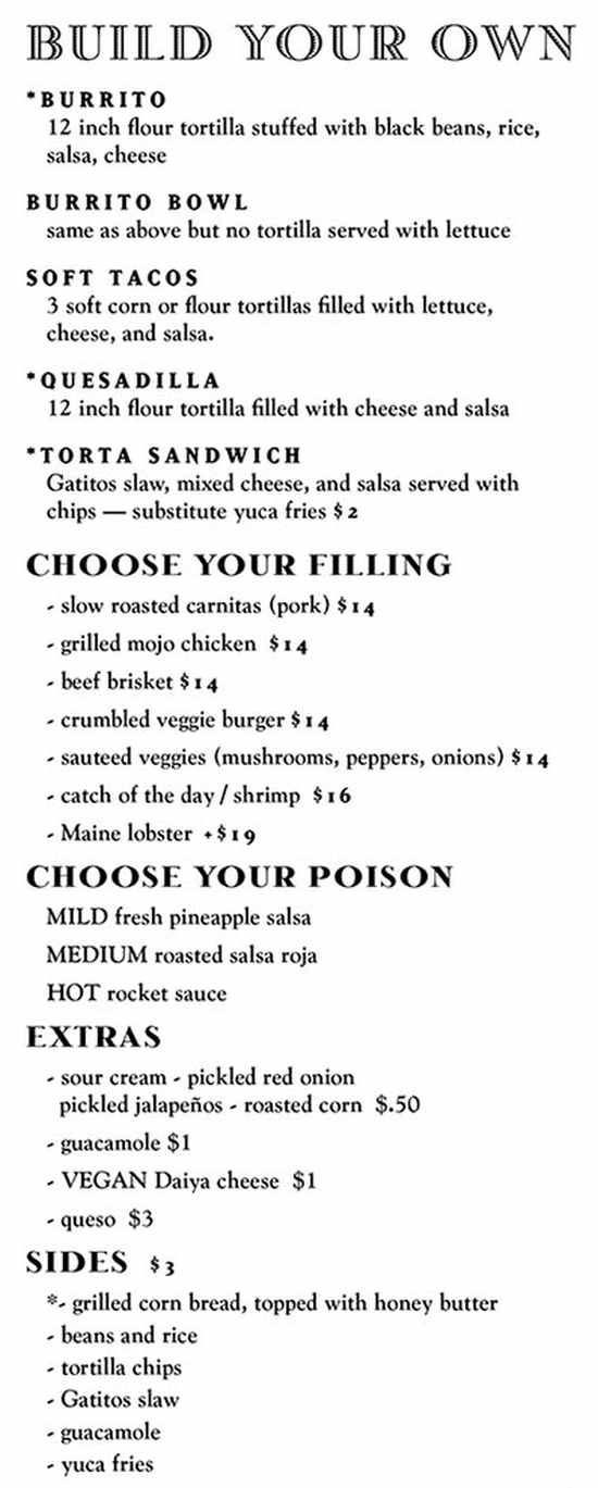 The Yellow Kittens Menu, New Shoreham, RI