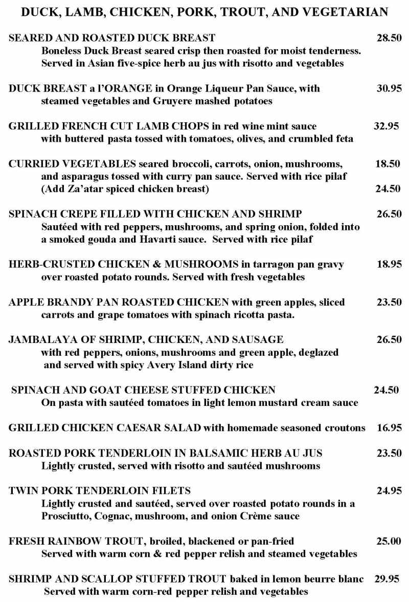 Calhoun Corners Menu, Clemson, SC