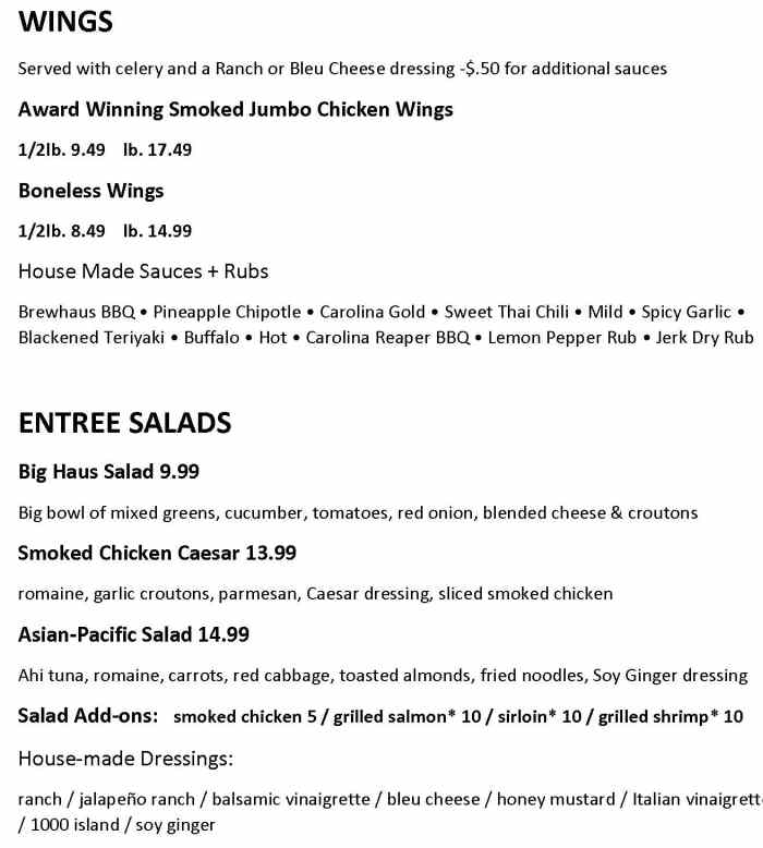 Bull & Bones Menu, Christiansburg, VA
