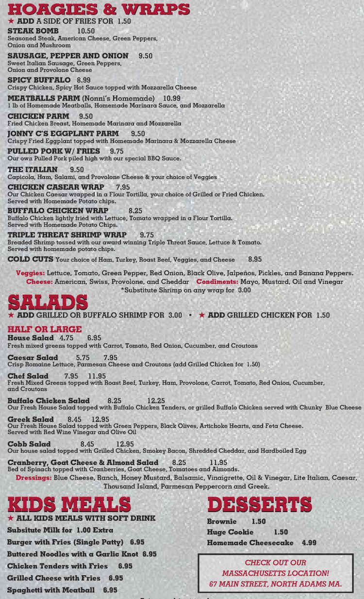 Ramunto's Brick Oven Pizza Menu, Bennington, VT