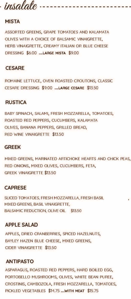 Sarducci's Menu, Montpelier, VT