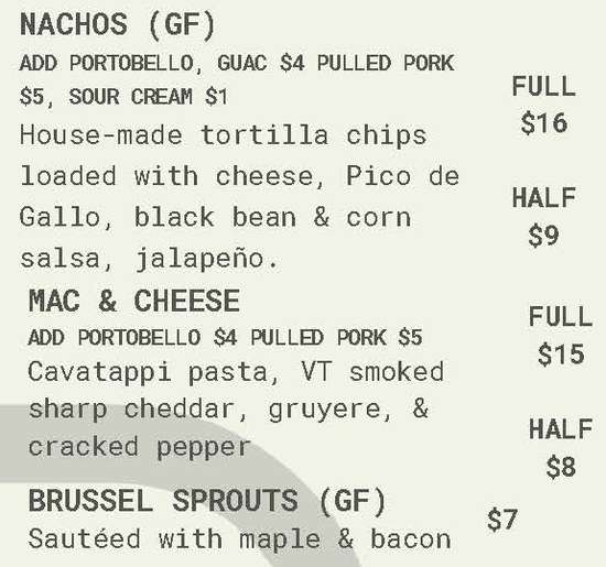 Stowe Cider Menu, Stowe, VT