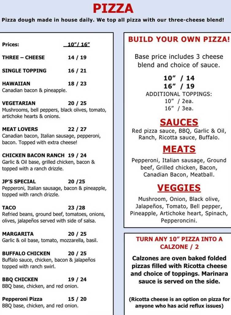 JP's Menu, Friday Harbor, WA