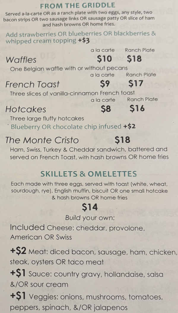 Blondie's Menu, Shelton, WA